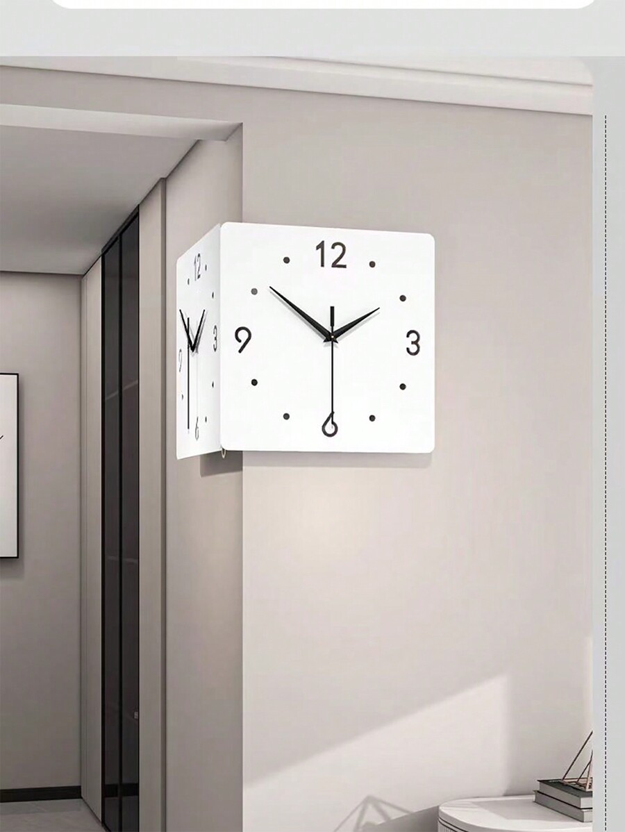 Double Sided Corner Wall Clock, Battery Operated Silent Wall Clock ...