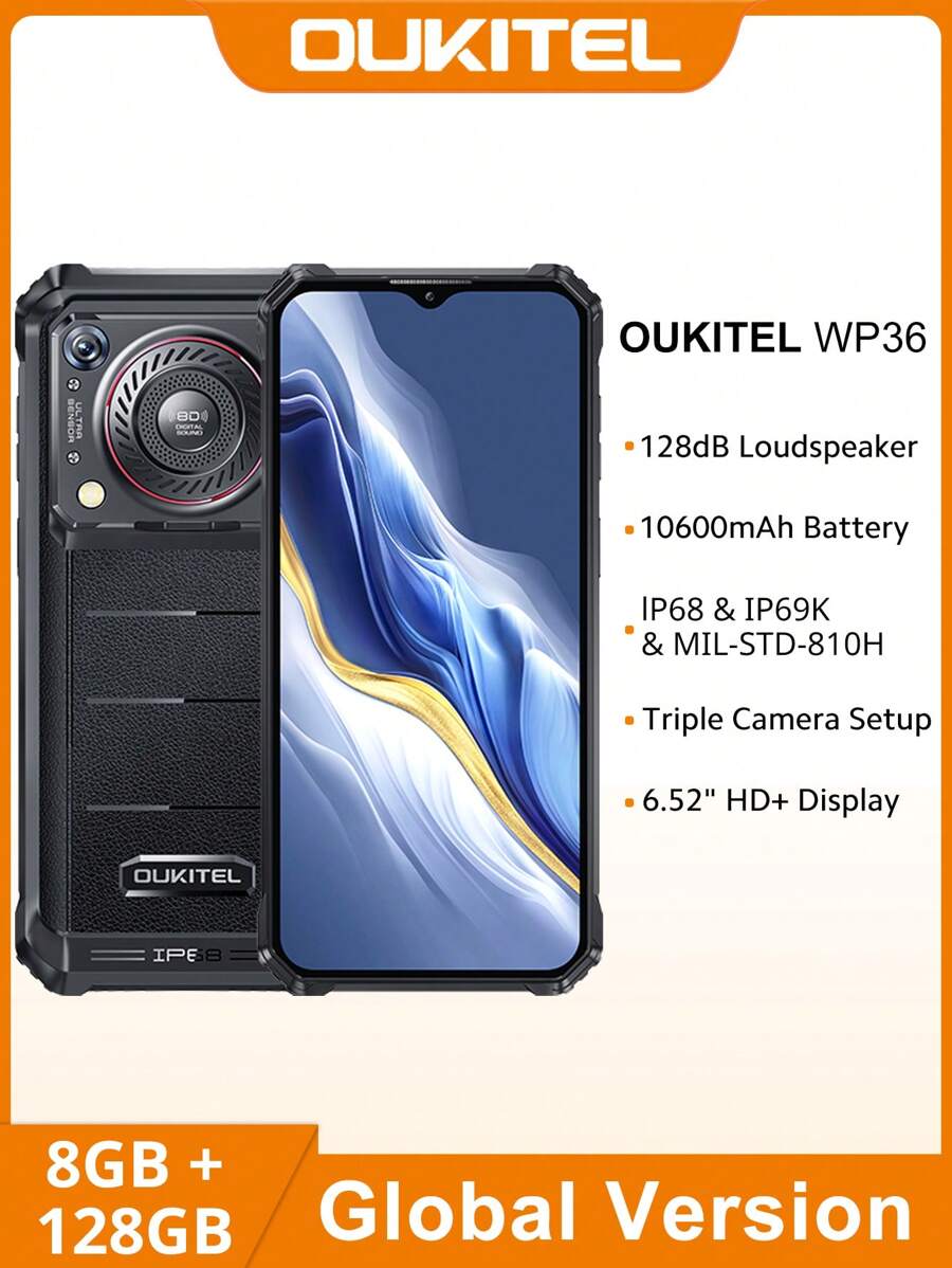 OUKITEL OUKITEL WP36 Versão Global 8GB+128GB Bateria de 10600mAh Caixa de Som de 128dB ...