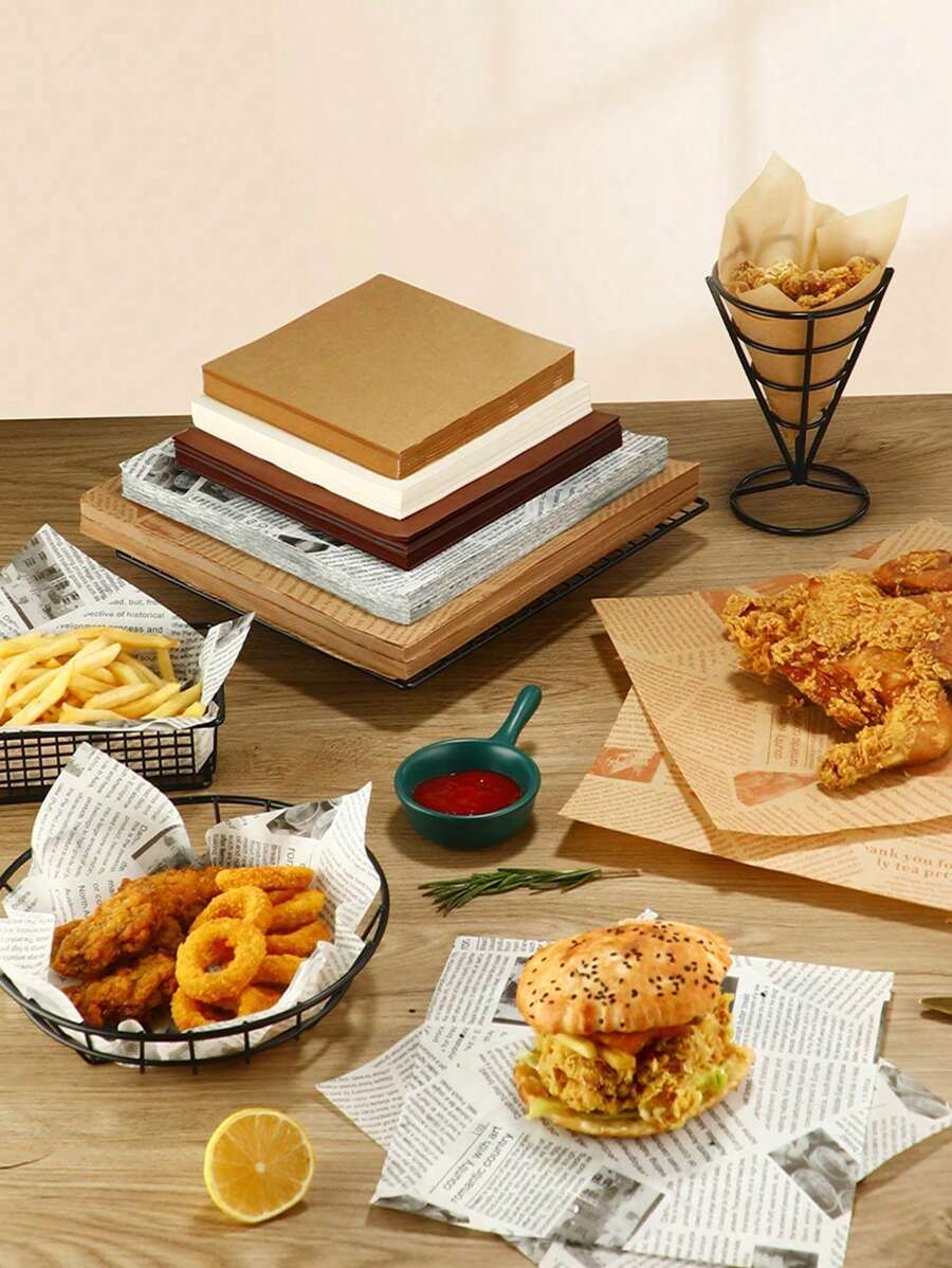 50pcs Fried Food And Dessert Paper Oil Blotting Pad Paper Air Fryer ...