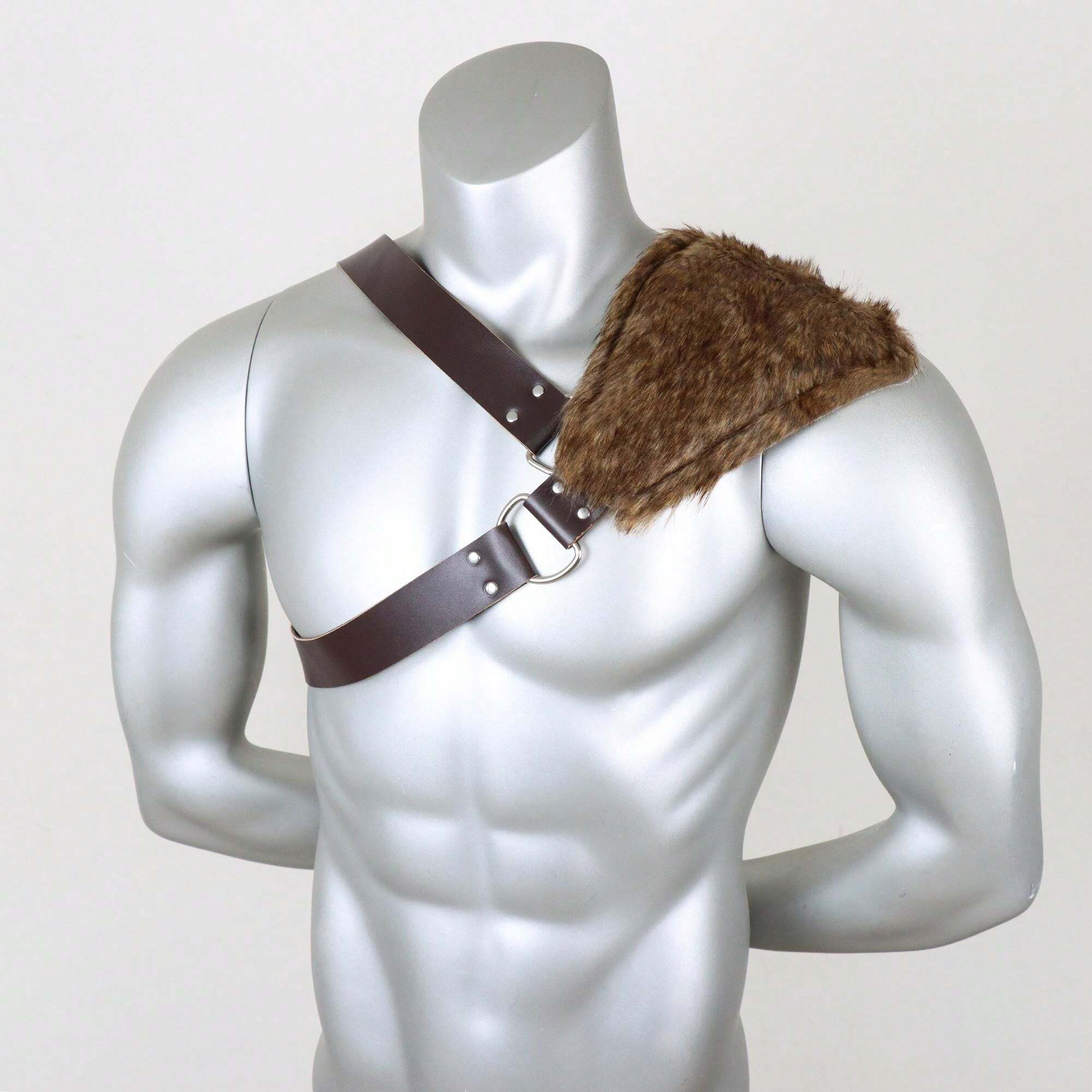 Men's Soldier Viking Fur Shoulder Throw Faux Fur Medieval Fur Shoulder ...