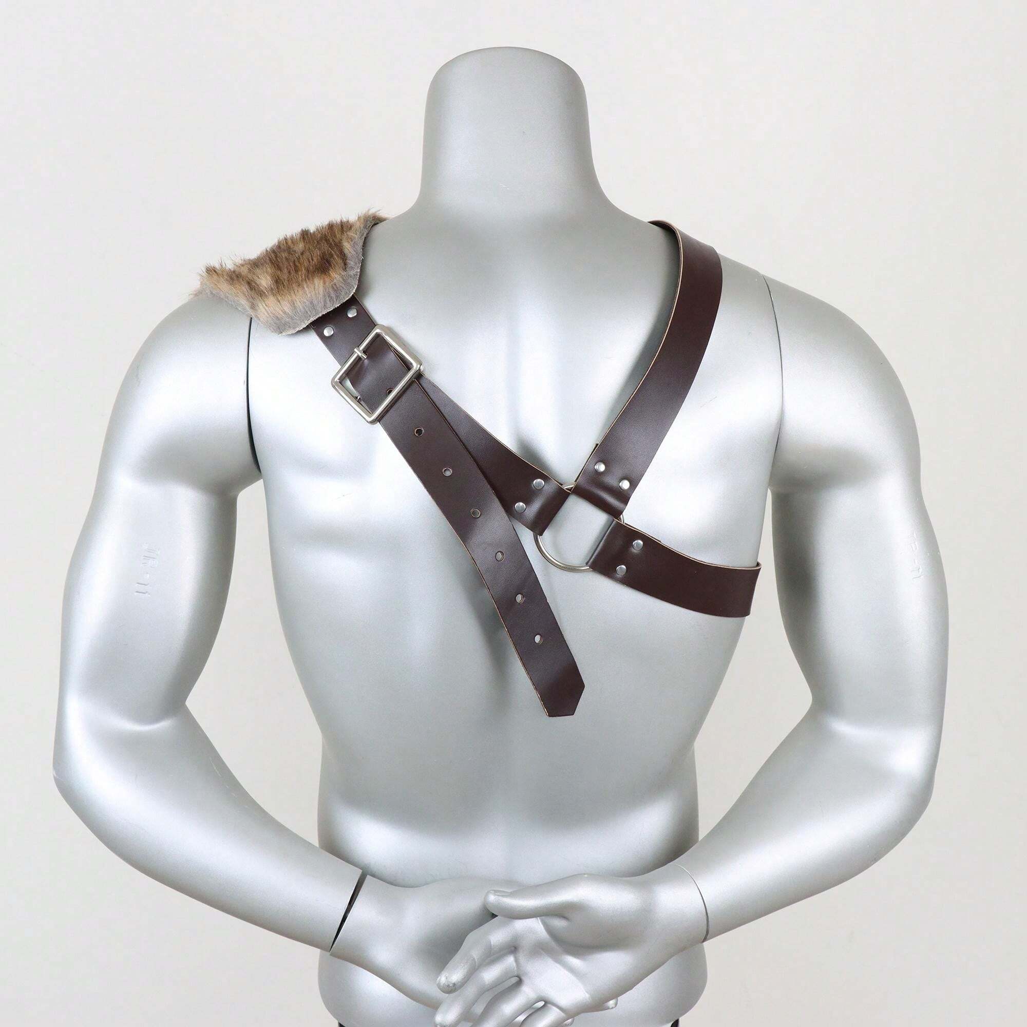 Men's Soldier Viking Fur Shoulder Throw Faux Fur Medieval Fur Shoulder ...