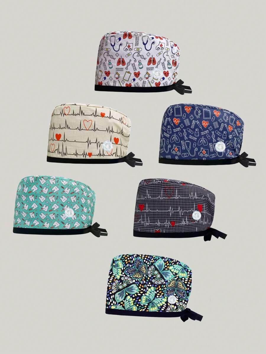 Printed Working Hat Nurse Hats Adjustable Working Caps For Hospitals ...
