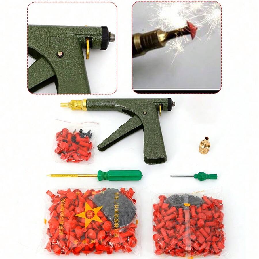 OUKANING Tire Plugger Tubeless Tire Wheel Repair Gun Kit Mushroom Plug ...