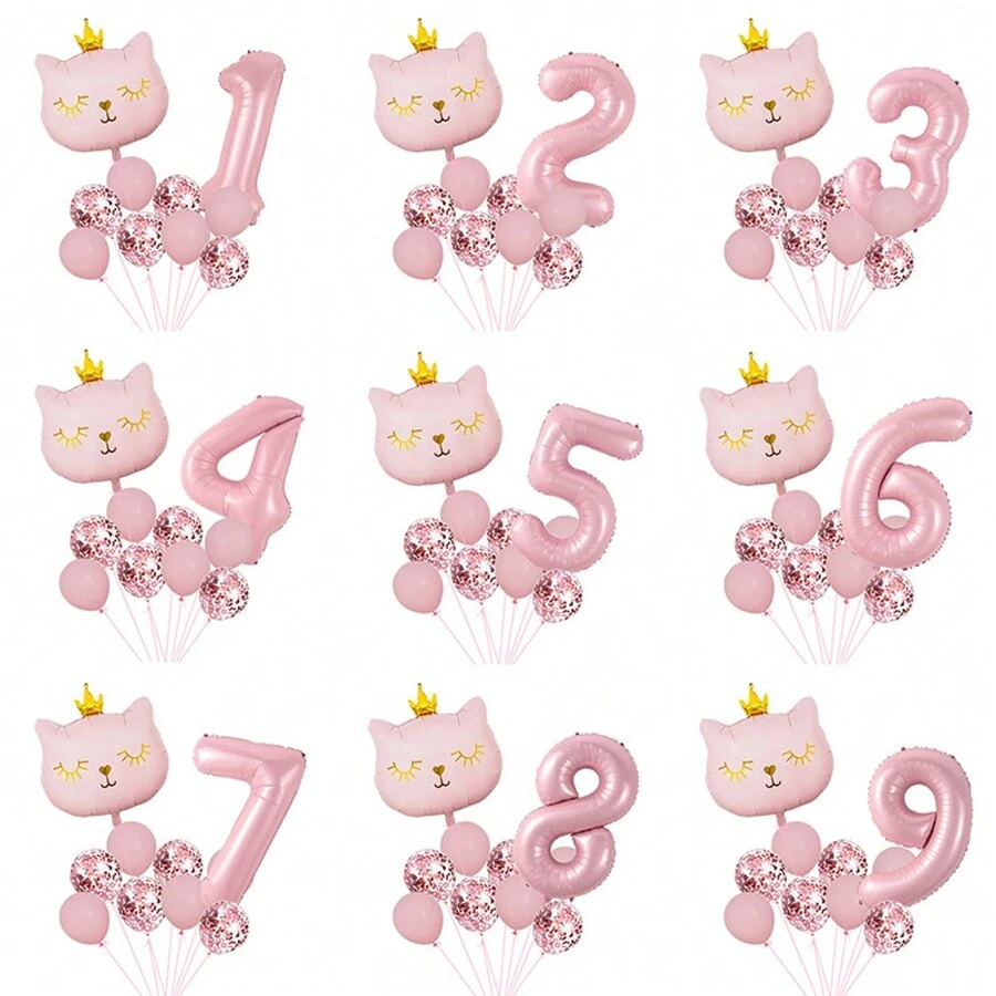 40in Pink Balloon ,Cat Birthday Decorations, Cat Balloons, Cat Themed ...