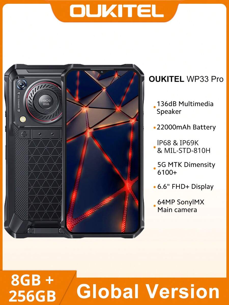 OUKITEL WP33 Pro 5G Global Version 8GB+256GB 136dB Multimedia ...