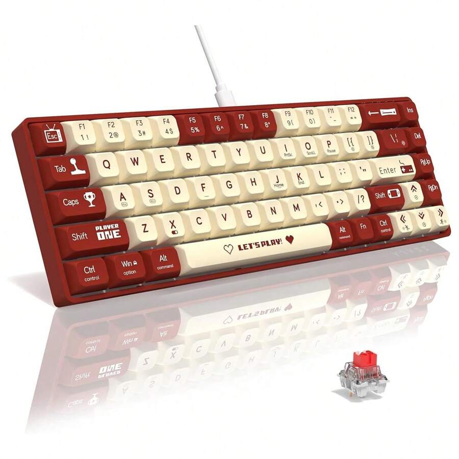 ATTACK SHARK AK680 65% Wired Hotswap Mechanical Gaming Keyboard, 68 ...