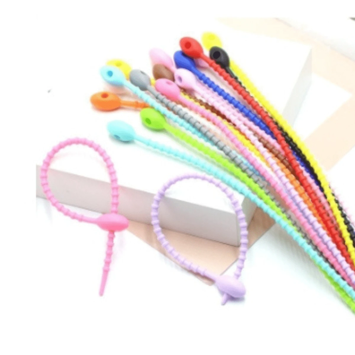 Random Color Color Silicone Cable Tie Tadpole Cable Tie DIY Keychain ...