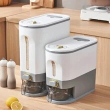 1pc Rice Bucket With Measuring Cup, Large Capacity Cereal Storage ...