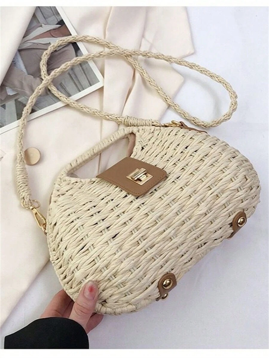 Fashionable Woven Handbag, Versatile For Vacation Or Travel, Straw ...