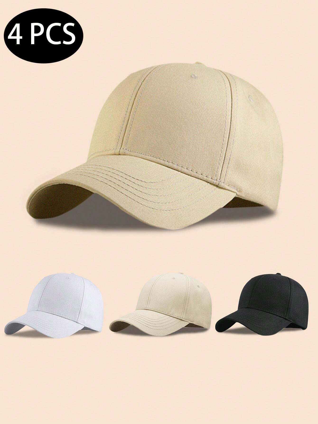4 Pieces Kids Solid Color Hundred Show Face Curved Brim Baseball Caps ...