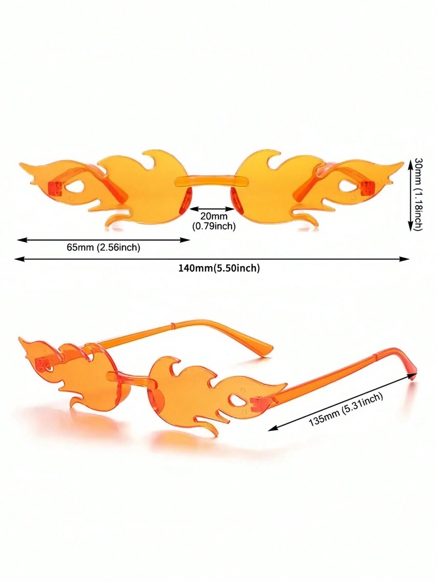 20 Pcs Fire Flame Glasses Rimless Fire Flame Sunglasses For Women ...