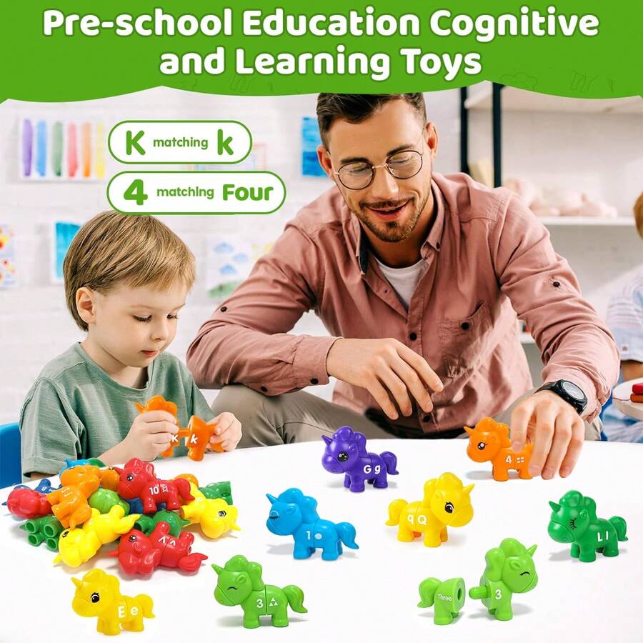 Jeu d'association de lettres et de chiffres à double face Licorne pour ...