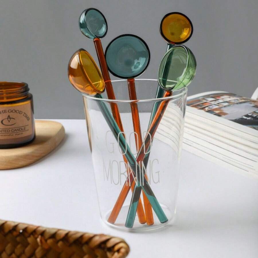 Cute Colorful Glass Candy Spoons, Creative Coffee/Milk/Dessert Mixing ...