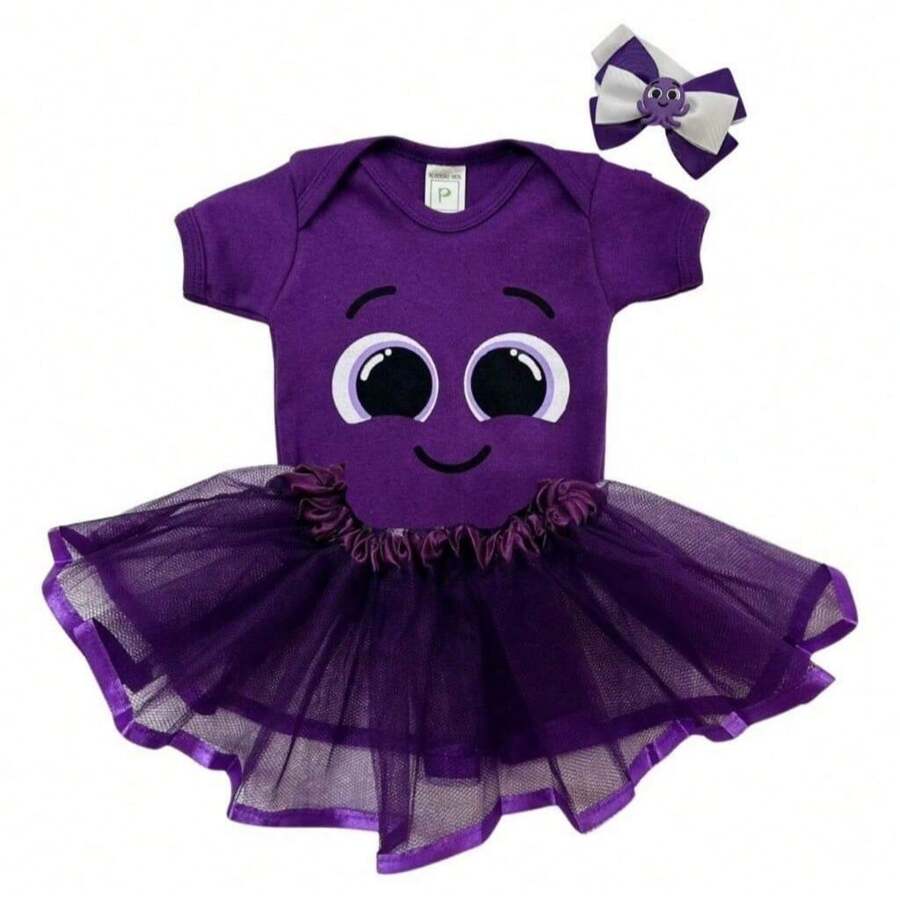 Body Fantasia Bebe Mesversario Pow Com Saia Tutu E Laço | SHEIN Brasil