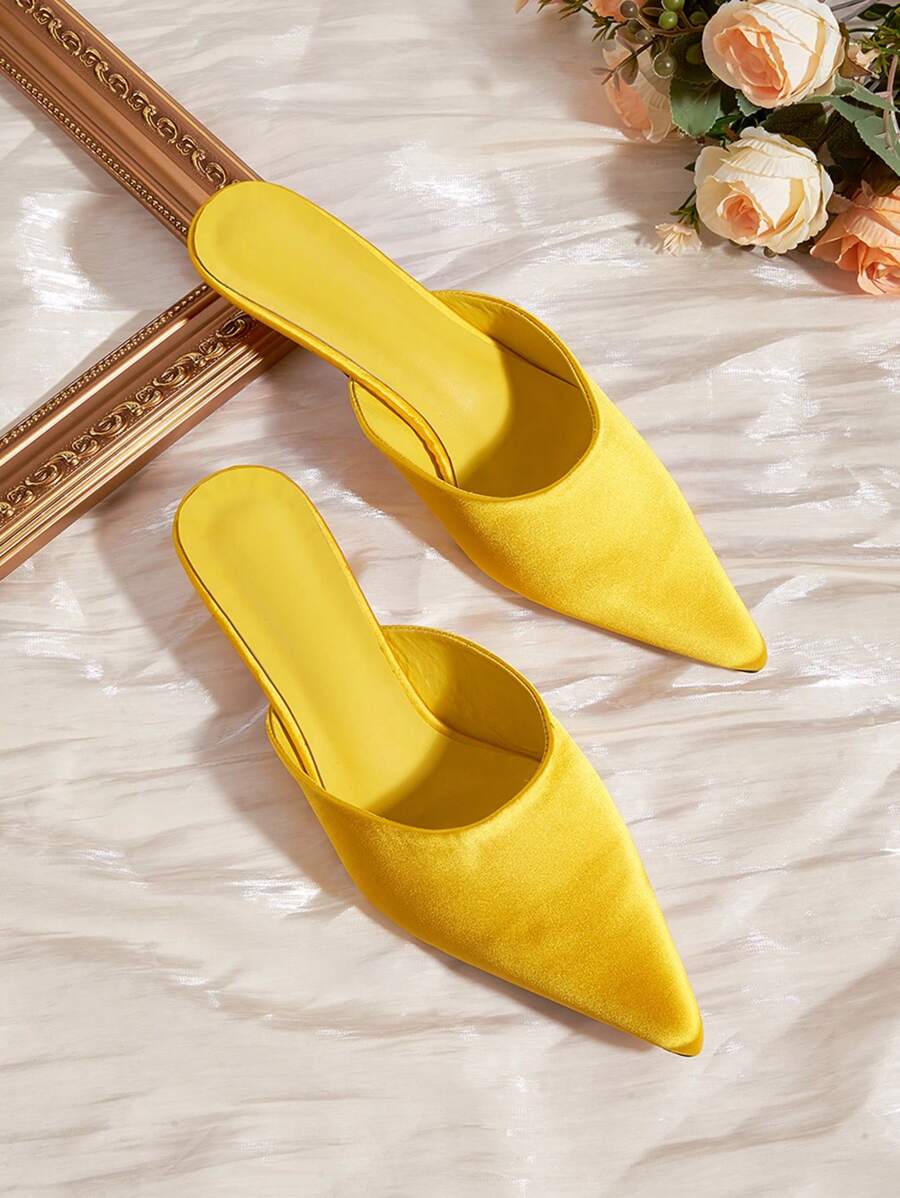 Women New Stylish Asymmetric Pointed Toe Low Heel Backless Mule Shoes ...