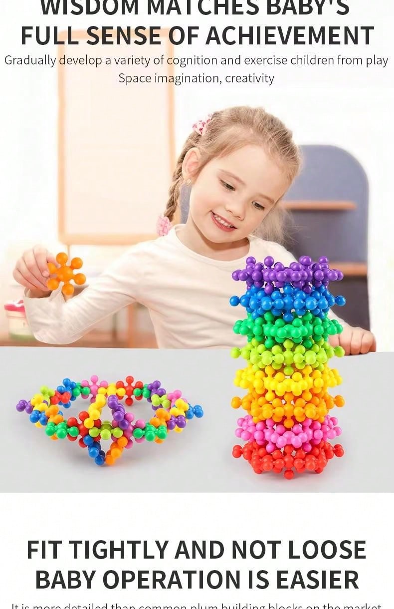 100pcs Children Plastic Multicolor Plum Blossom Building Blocks ...