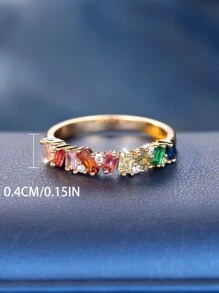 1pc Elegant Rainbow CZ Stone Engagement/Promise Ring For Women | SHEIN USA