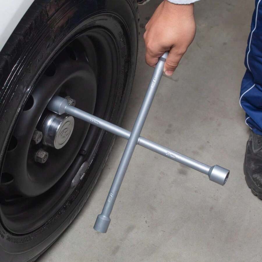 4-Way Cross Wheel Wrench Cross Star Type Universal Automotive Tool 17mm ...