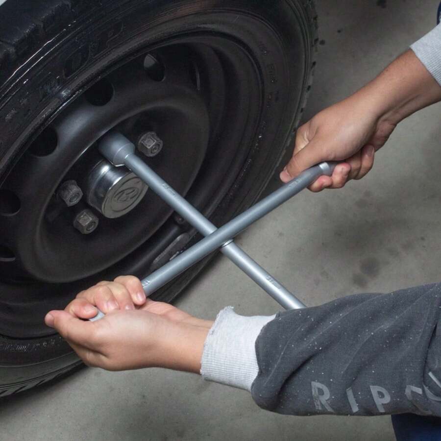 4-Way Cross Wheel Wrench Cross Star Type Universal Automotive Tool 17mm ...