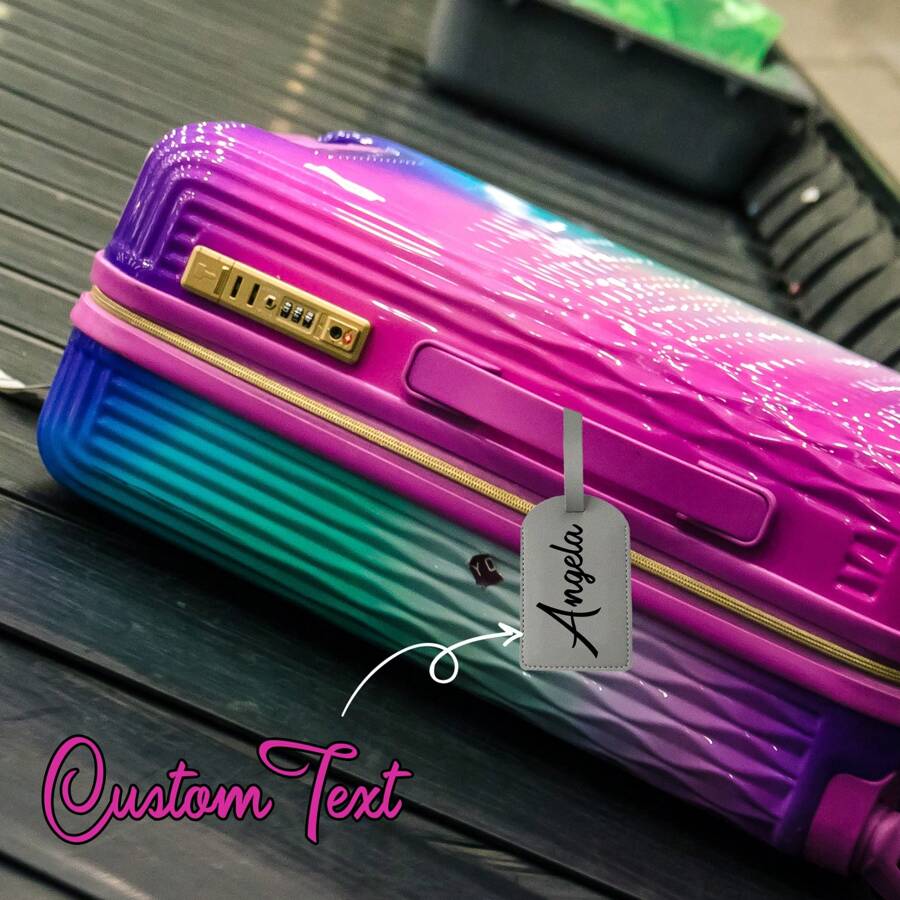 Personalized Luggage Tag Set With Adjustable Strap, PU Leather Luggage ...