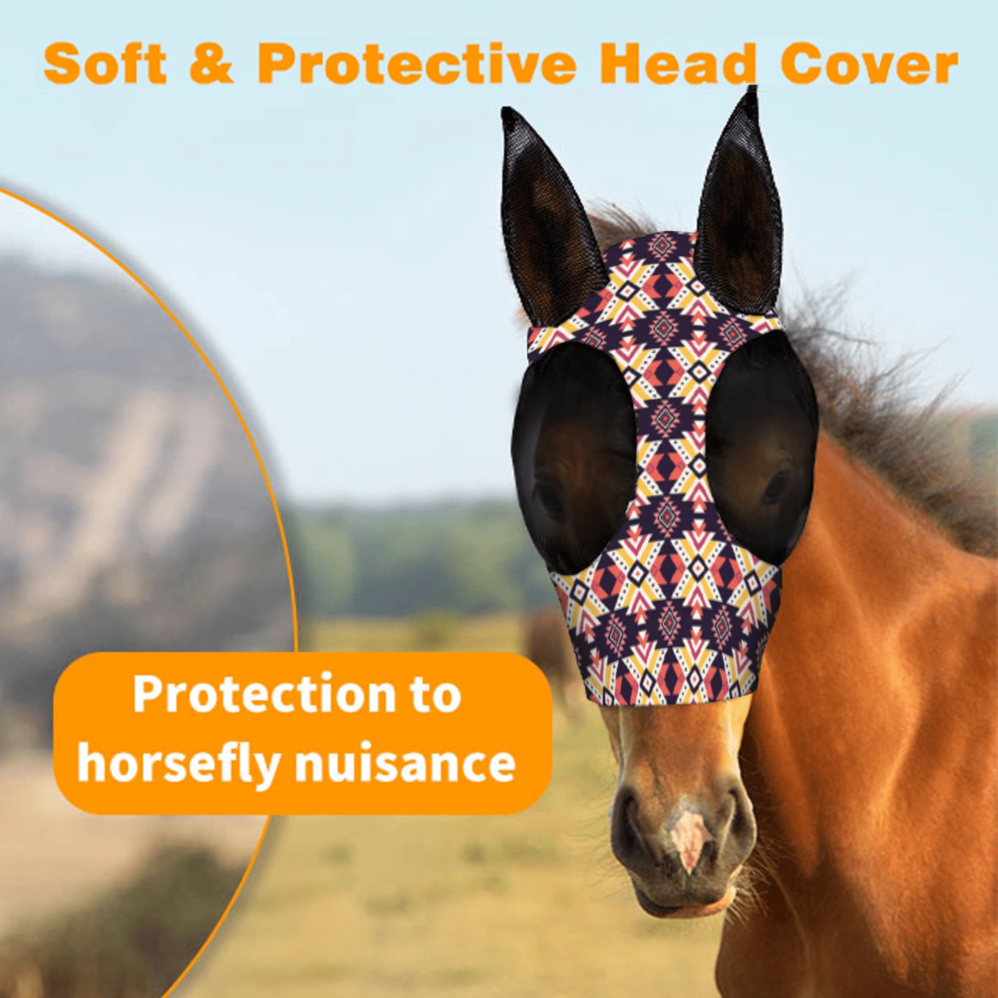 M Size Native American Horse Face Mask, Lycra Fabric Ultra Comfortable ...