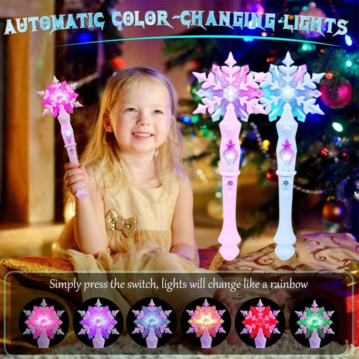 Light Up Glow Snowflake Wand Toy Kid Girl Cosplay Light Up Snowflake ...