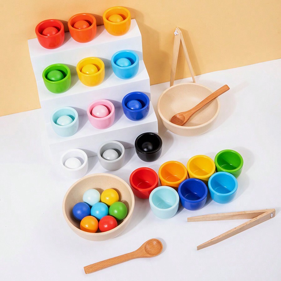 Montessori Early Learning Color Matching Cup, Fine Motor Skills Balls ...