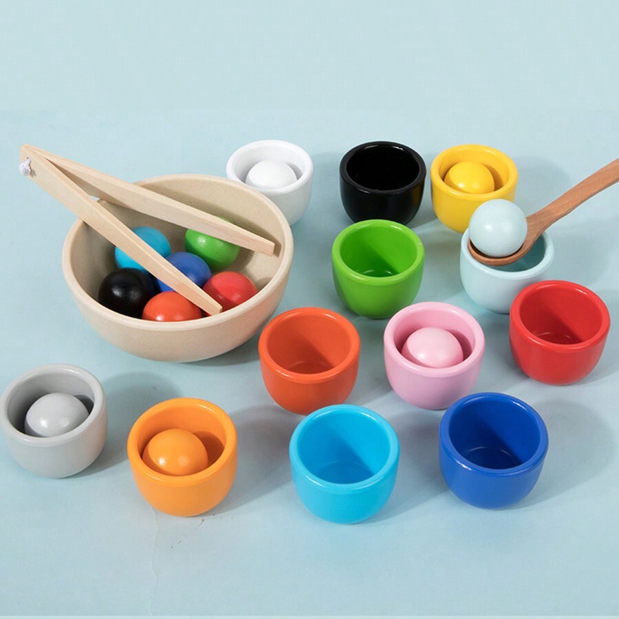 Montessori Early Learning Color Matching Cup, Fine Motor Skills Balls ...