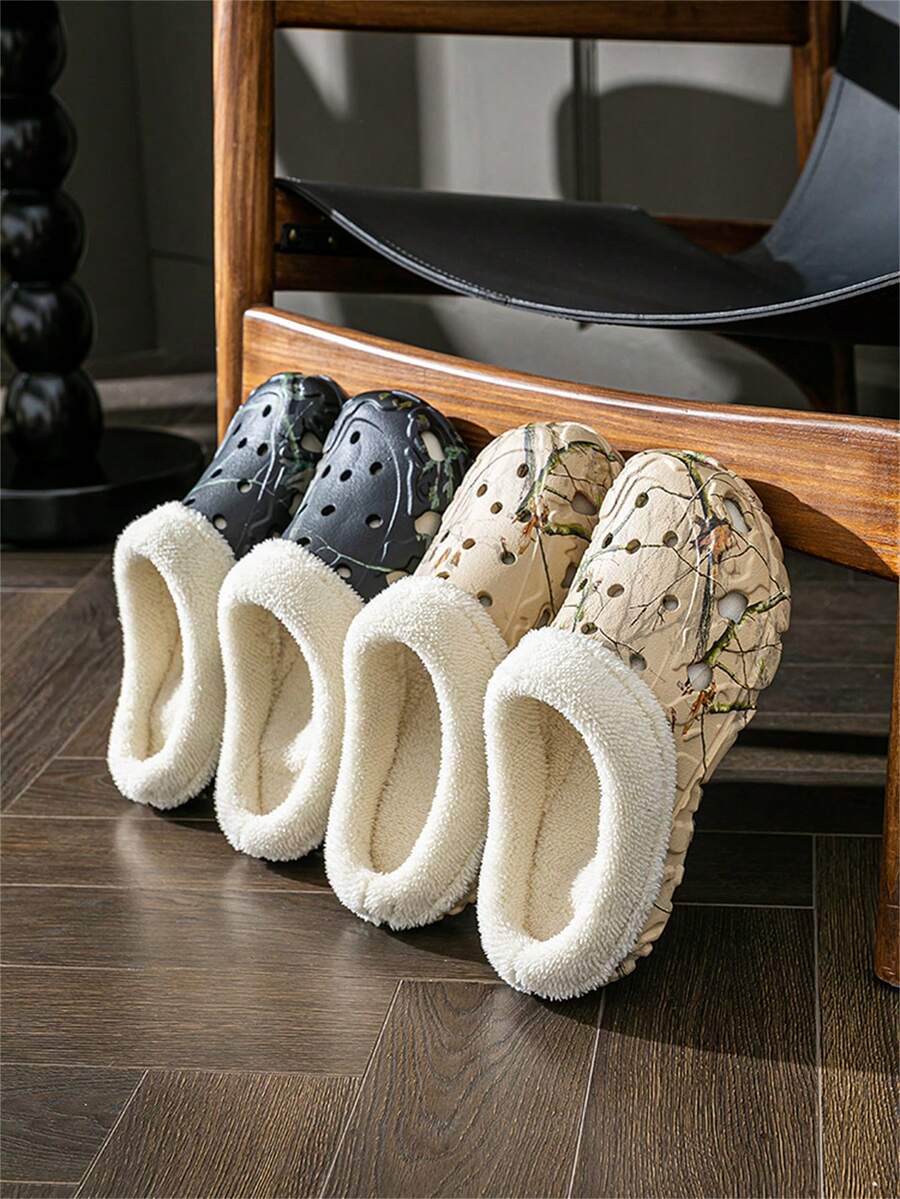 Couples Winter Padded Slippers - Super Soft Faux Fur Lining, Anti-Slip ...