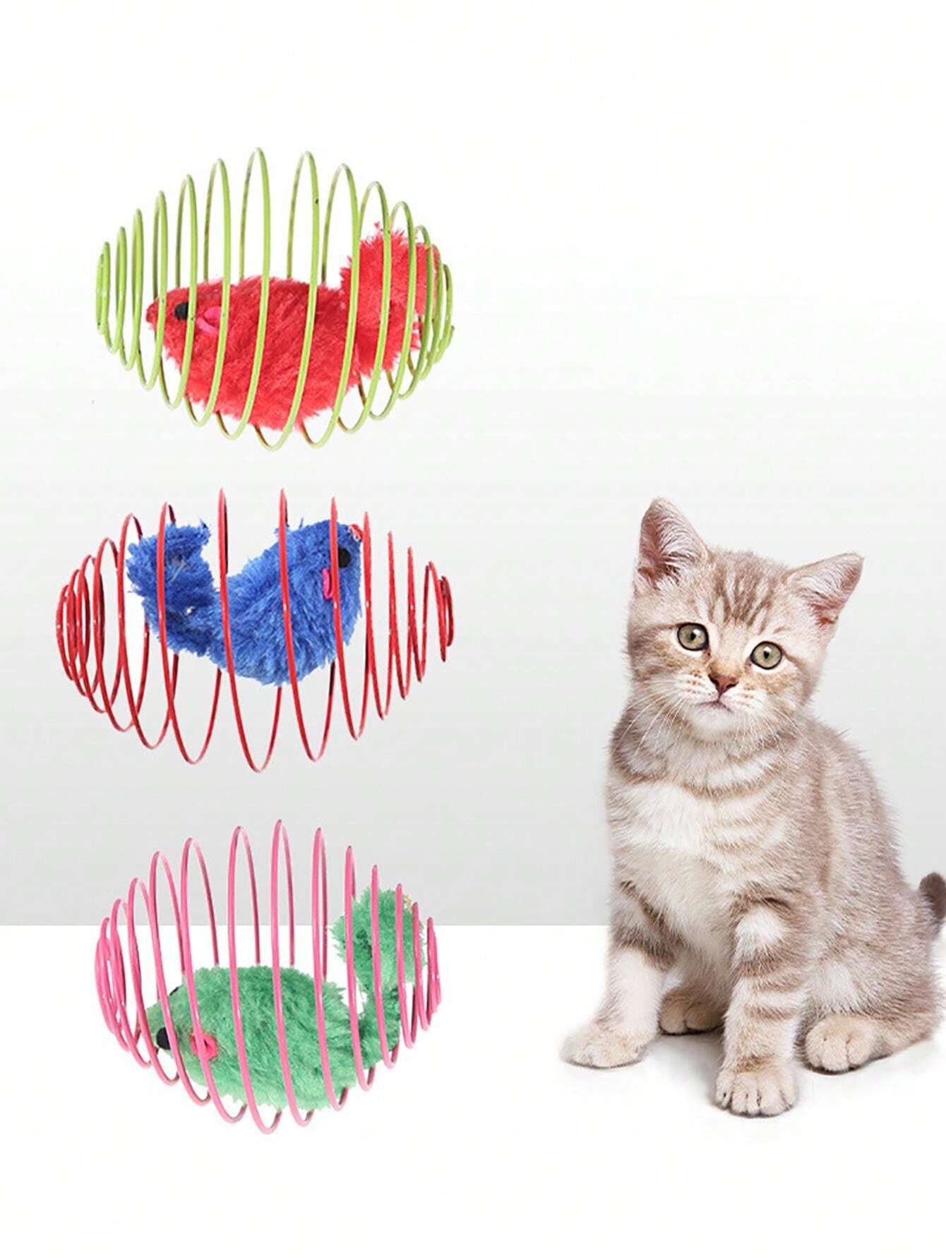 Brinquedo de Gato Gatinho Mola Saltitante de Rato, Bolas Interativas e Brinquedos de Rato para ...