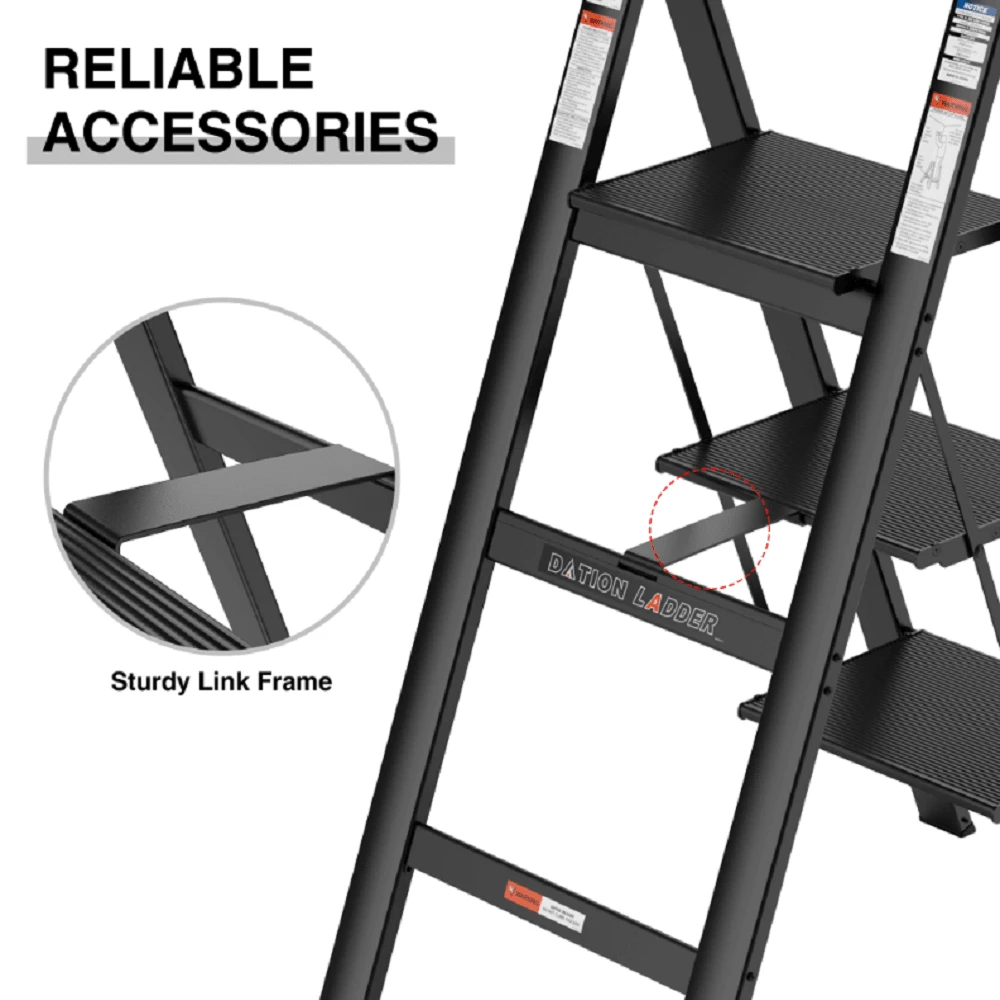 3 Step Ladder; Retractable Handgrip Folding Step Stool With Anti-Slip ...