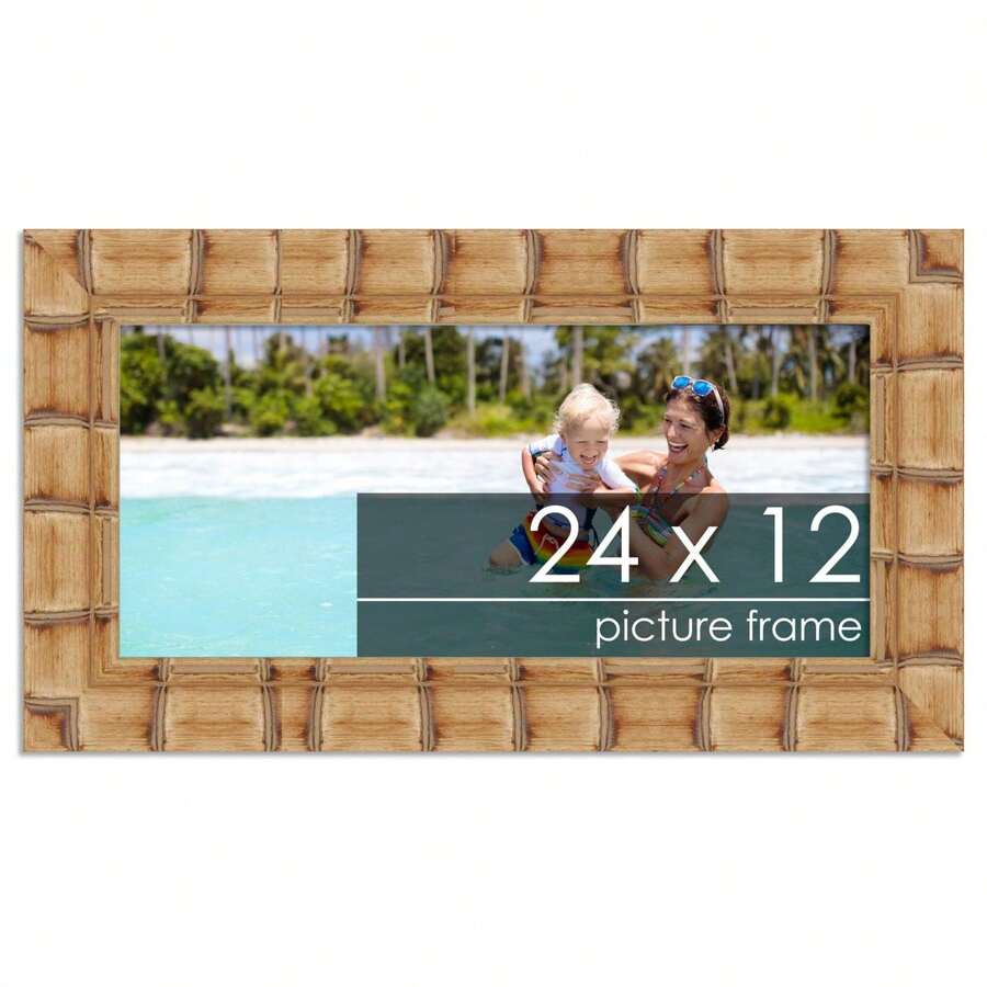 Custompictureframes.Com 24x12 Wide Bamboo Picture Frame UV Acrylic 4 ...