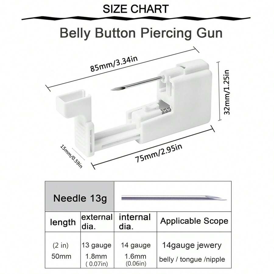 6Pcs/Sets Belly Button Piercing Kit Gun,Professional Body Piercing Kit ...