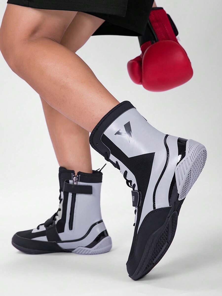 Professional Wrestling Shoes, High-Top Combat Boxing Shoes, Training ...