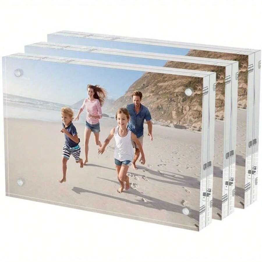 DONQE Acrylic Picture Frames 3 Packs, Clear Picture Frames Freestanding ...