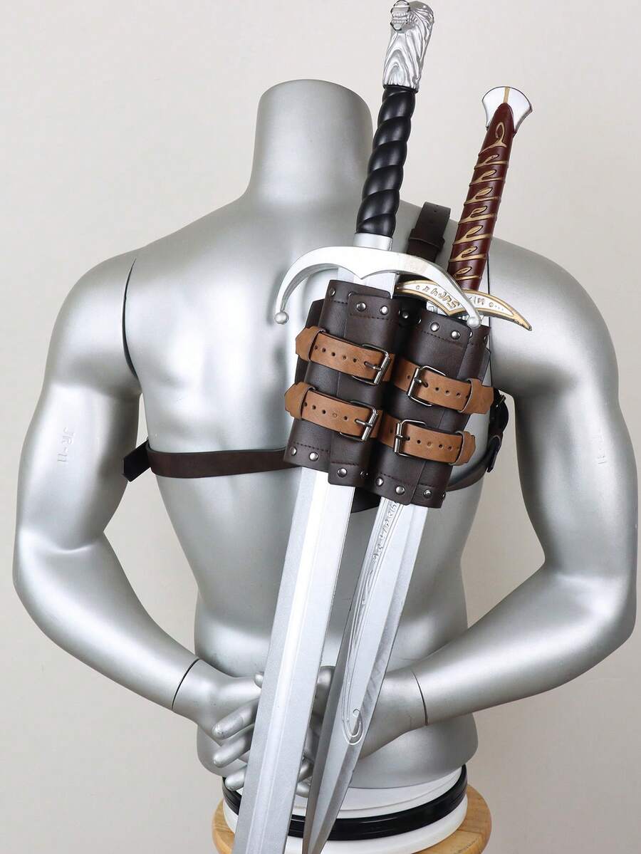 Medieval Double Sword Shoulder Scabbard Warrior Scabbard Stand Role ...
