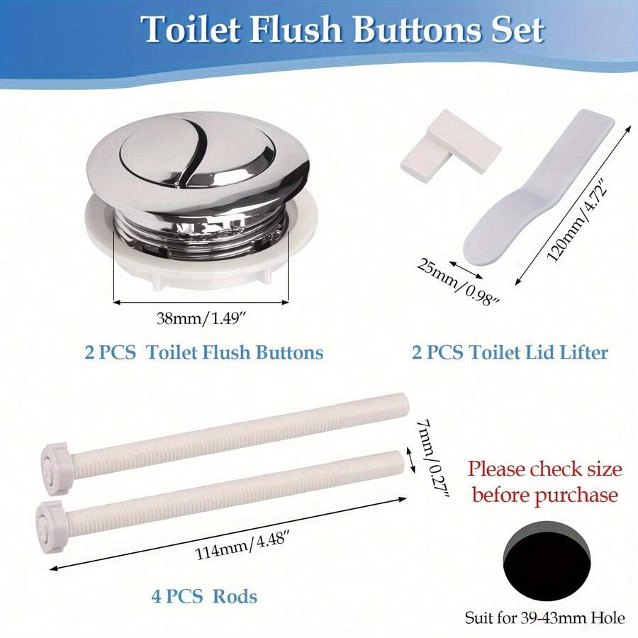 2 Packs Toilet Flush Button, Toilet Flush Button Replacement, 38mm Dual ...