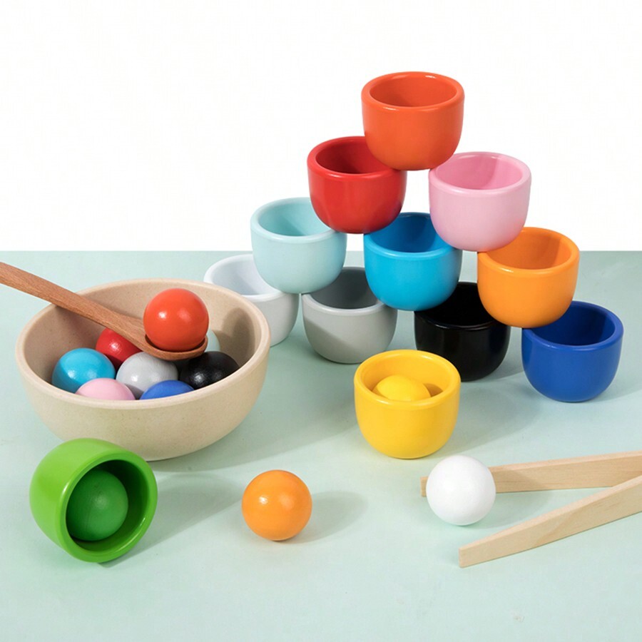 Montessori Early Learning Color Matching Cup, Fine Motor Skills Balls ...