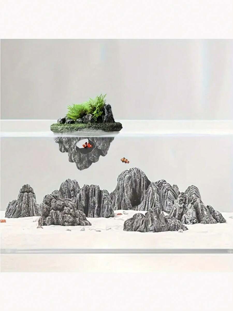 Lifelike Resin Floating Stone Aquarium Ornament With Hideaway - Fish ...