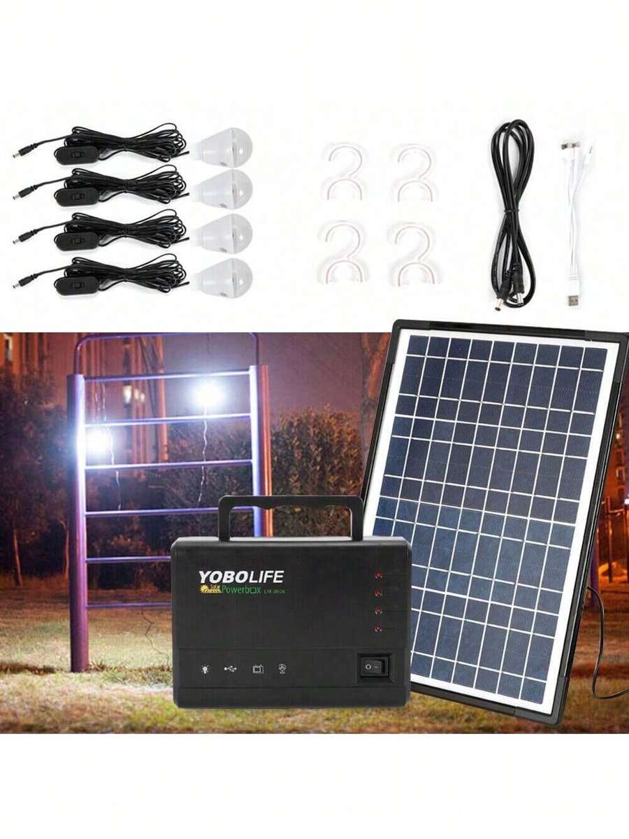 Portable Solar Power Generator Kit – Battery Pack With 4 LED Bulbs ...