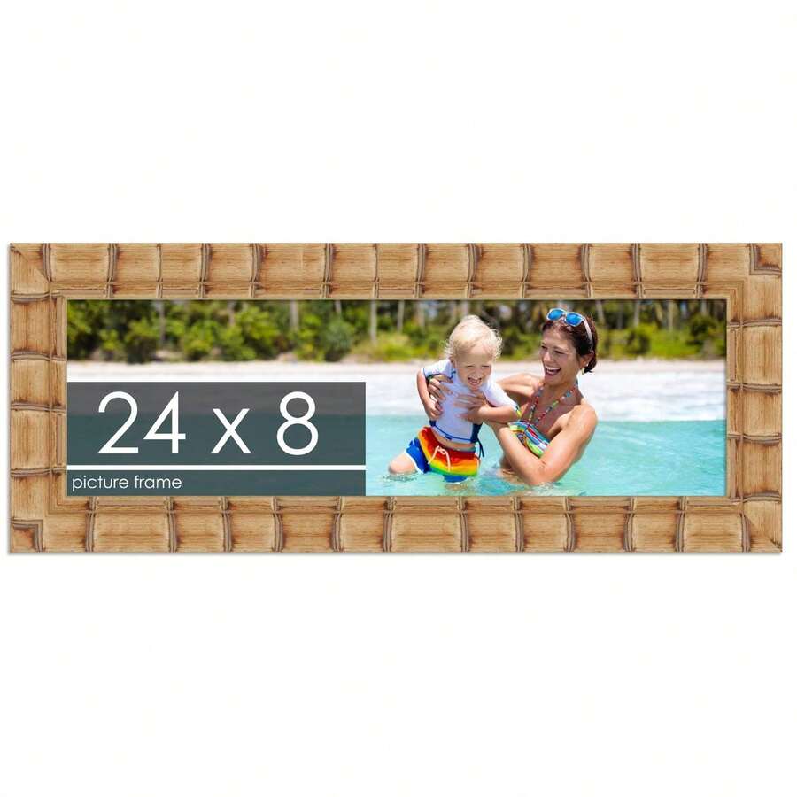 Custompictureframes.Com 24x8 Wide Bamboo Picture Frame UV Acrylic 4 ...