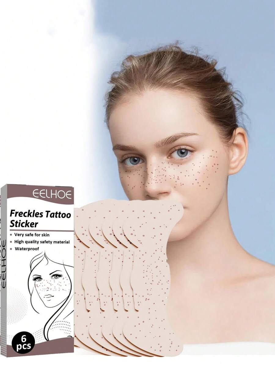 6pcs/Set Freckle Temporary Tattoo Stickers, Brown Freckle Face Tattoo ...