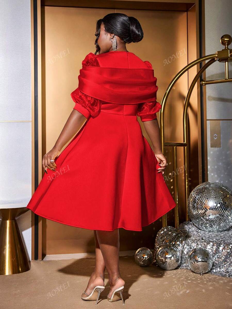 Plus Size Floral Puff Sleeve A Line Party Dress For Sale Australia New