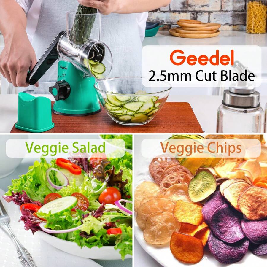 Geedel Geedel Rotary Cheese Grater, Kitchen Mandoline Vegetable Slicer ...