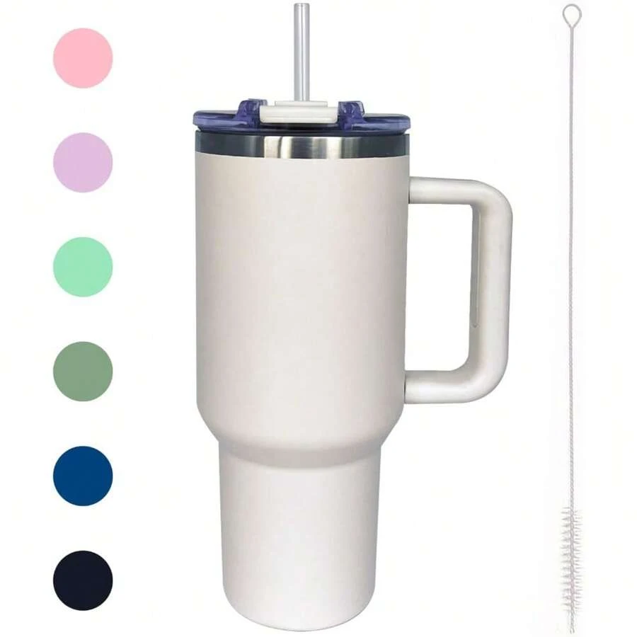 40 Oz Tumbler With Handle And Straw Lid,Insulated Reusable Stainless ...