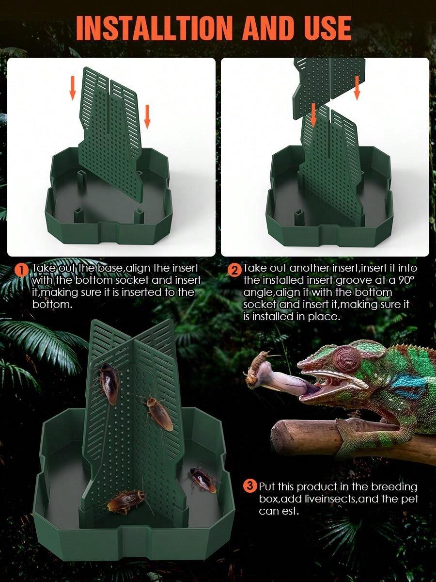 NOMOYPET Dubia Roach Climbing, Reptile Live Food Feeder Dish, Suitable ...