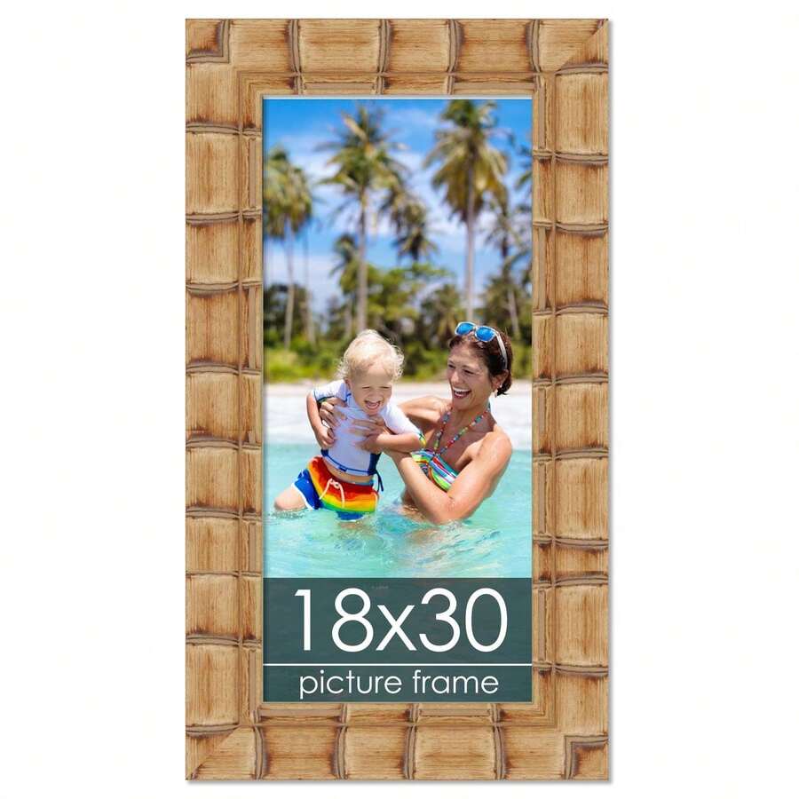 Custompictureframes.Com 18x30 Wide Bamboo Picture Frame UV Acrylic 4 ...