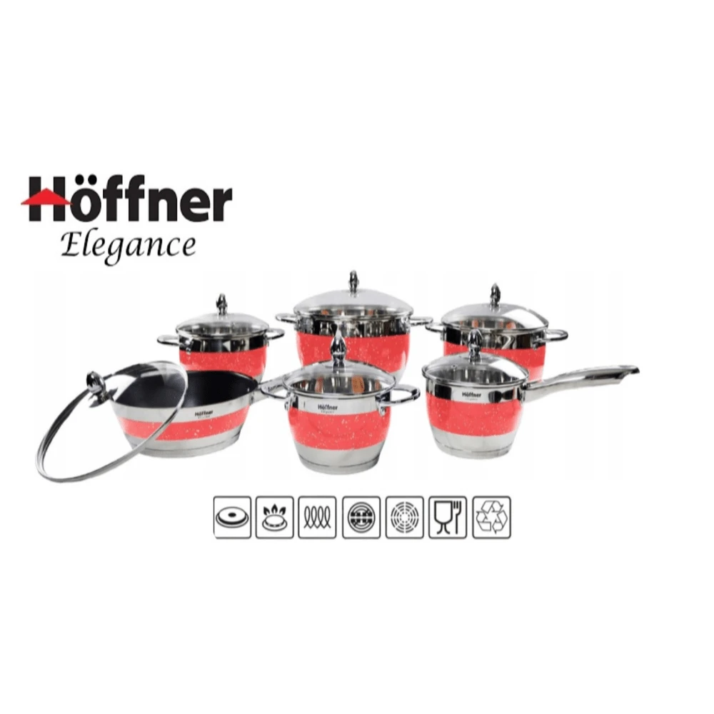 Juego de utensilios de cocina de 12 piezas de mármol Hoffner rojo, apto ...