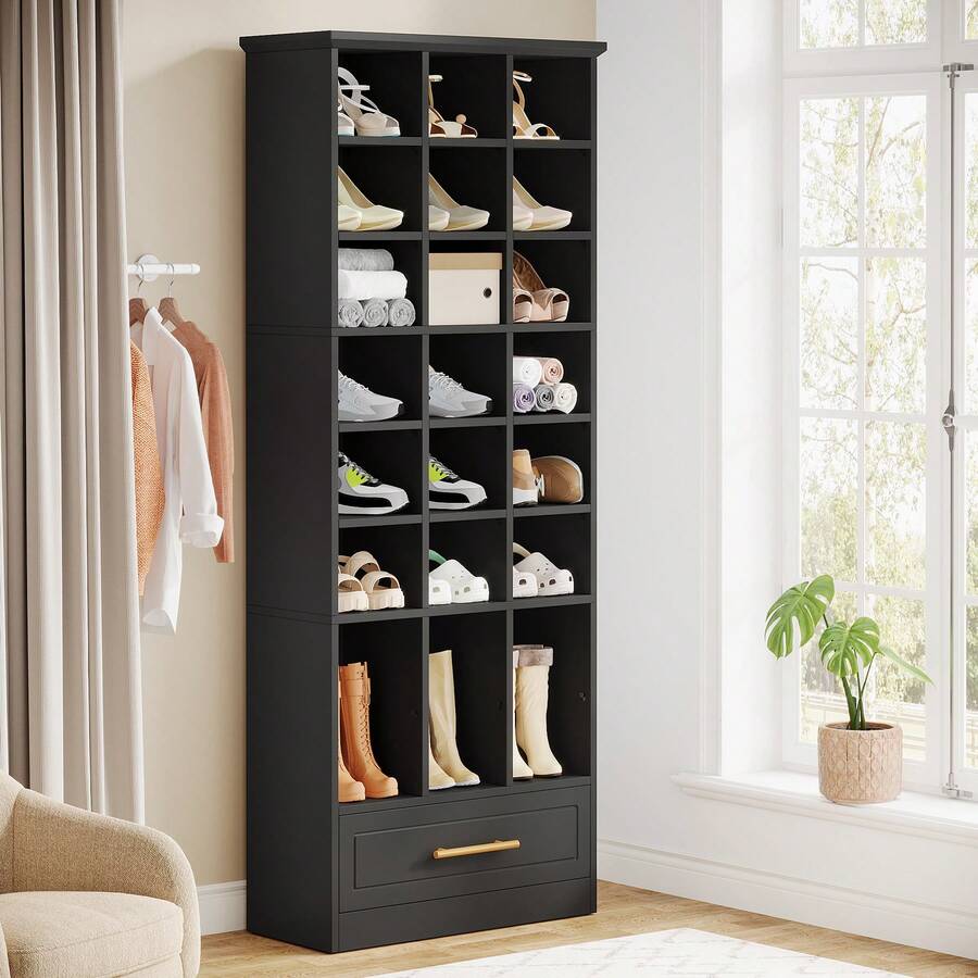 LITTLE TREE LITTLE TREE 71-Inch Tall Wooden Shoe Rack, 9-Tier Shoe ...