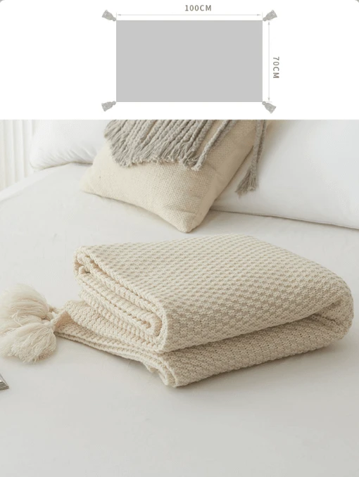 Nordic Style Tassel Knitted Blanket, Office A/C Nap Throw Rug, Sofa ...